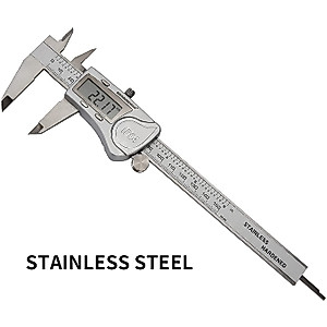 MEASUREMAN Electronic Digital Caliper Micrometer Measuring Tool Stainless Steel Vernier,IP54 Waterproof Protection Design,0-6 Inch/0-150 mm