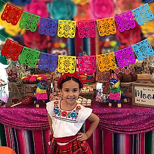 Qpout 2 Pieces Mexican Party Decorations Banners, Felt Colorful Day of the Dead Papel Picado Banner, Fiesta Birthday Baby Shower Party Decorations, Dia De Los Muertos Garland, Cinco de Mayo Flags