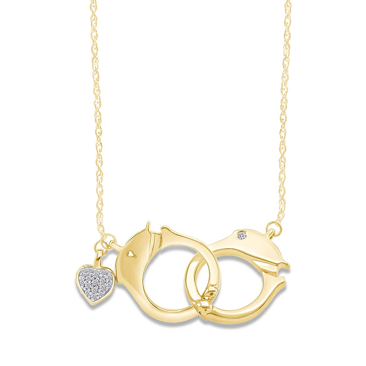 AFFY White Natural Diamond Accents Hand Cuff Pendant Necklace in 14k Yellow Gold Over Sterling Silver