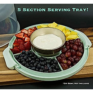 Top Shelf Elements Pie, Cake, Cheesecake Carrier for up to 10 in x 4 1/2 in cake. Two Sided Fashionable Stand Doubles as Five Section Serving Tray Perfect Taker Caddie for Travel (Green)