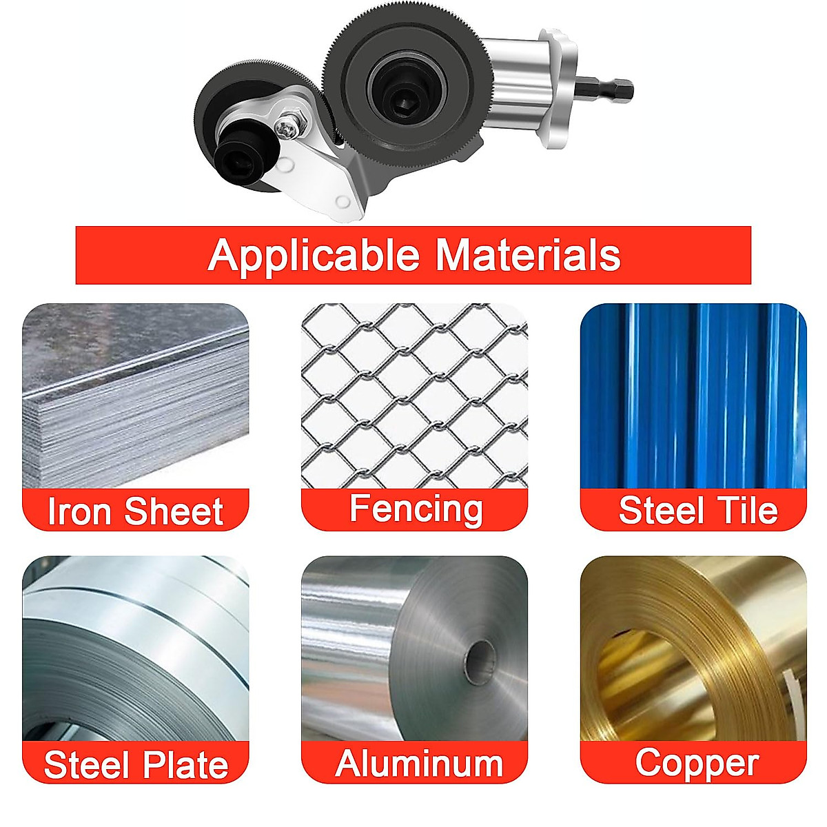 Yu&Yang Electric Drill Plate Cutter, Metal Nibbler Drill Attachment, DIY metal shearing machine with adapter for Steel Copper Aluminum Iron and Other Metals Sheet Cutting