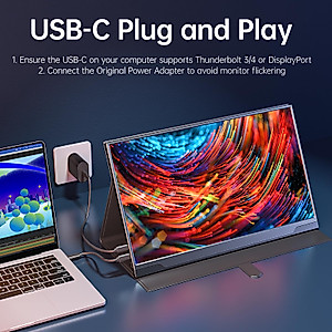 cocopar Portable Monitor - Upgraded 17.3 Inch 1080P FHD IPS HDR 100% sRGB FreeSync USB-C Gaming Monitor with Type-C Mini HDMI for Xbox PS4 Laptop PC Mac Surface, VESA mountable