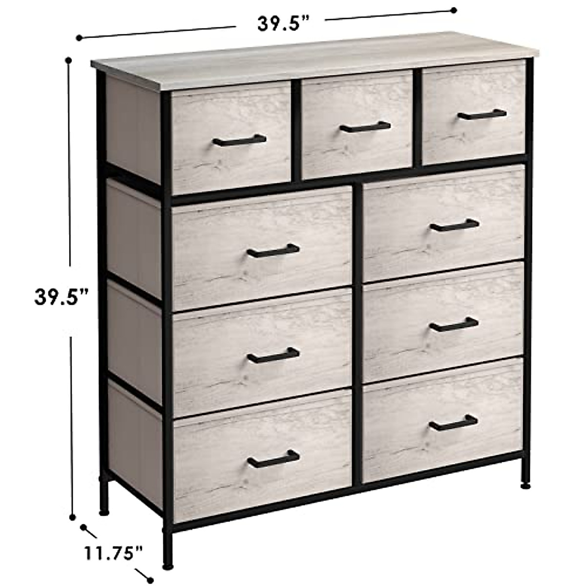 Sorbus Dresser with 9 Faux Wood Drawers - Storage Unit Organizer Chest for Clothes - Bedroom, Hallway, Living Room, Closet, & Dorm Furniture - Steel Frame, Wood Top, & Easy Pull Fabric Bins