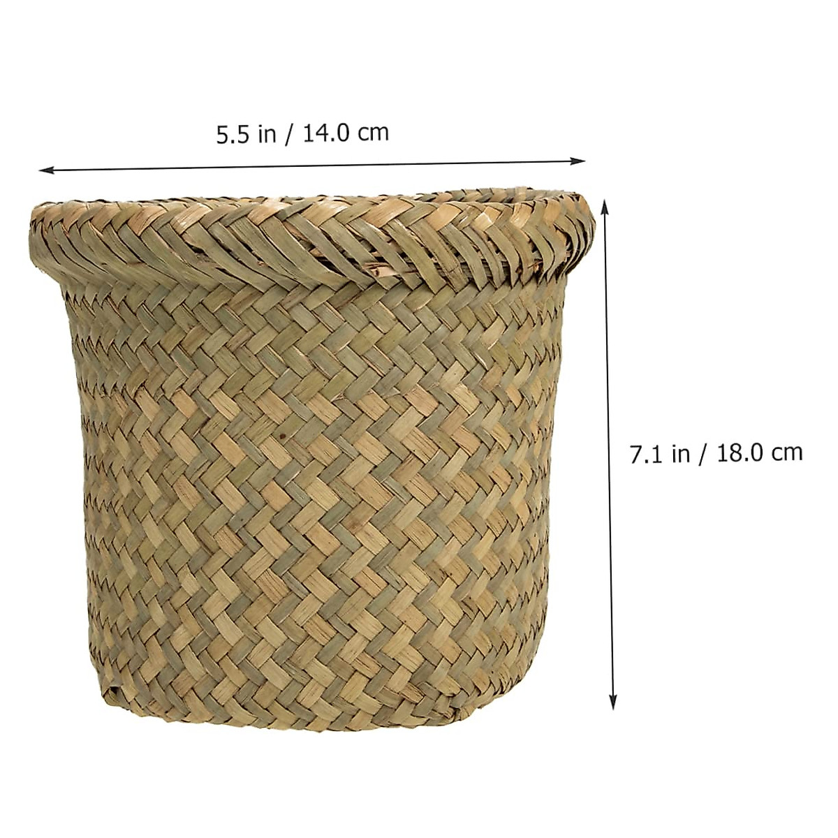 Hohopeti Woven Trash Can Bedroom Garbage Bin Rattan Straw Woven Waste Basket for Living Room Kitchen Bathroom Office Decorative Storage Container