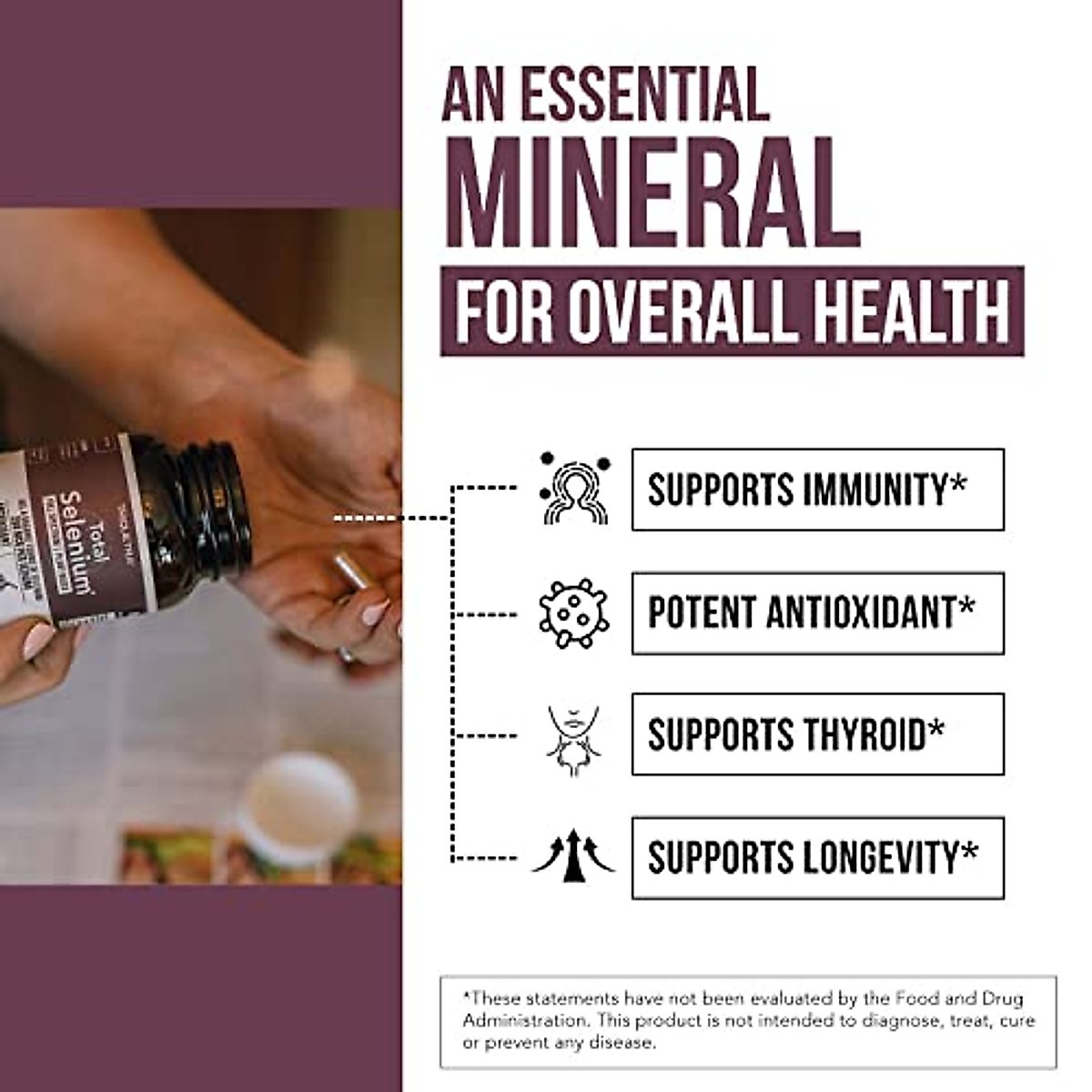 Total Selenium - 200 mcg, Plant-Based Selenium - Full Spectrum, Contains 4 Essential Organic Forms of Selenium Including Selenomethionine - Derived from Garlic - 60 Capsules