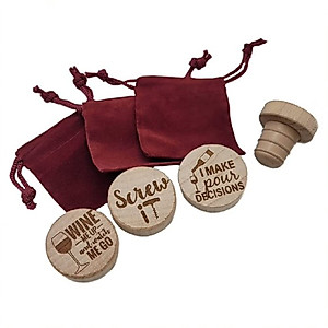 Tangico 99-2321 Wine Stopper Trio Wine Screw It, Mother's Day, Gift for Bar Kitchen, Wine, Wine Stopper, Wine Stoppers