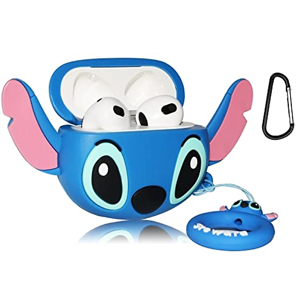 Bevulsel Replacement Case for Airpods 3 Earphone Case Cover Cute Stitc(2021), Funny Fashion Protective Silicone for AirPods Gen 3 Case Accessories Set Kit w/Ring for Teens Girls Kid(Big Ear)