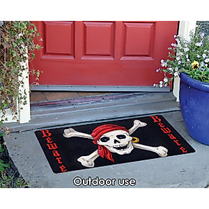Toland Home Garden 800052 Beware Funny Door Mat 18x30 Inch Pirate Outdoor Doormat for Entryway Indoor Entrance