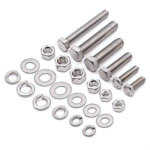10 Sets Glvaner 5/16-18 x 2" Stainless Steel Hex Head Screws Bolts, Nuts, Flat & Lock Washers, 18-8 (304) Stainless Steel, Full Thread, Coarse Thread