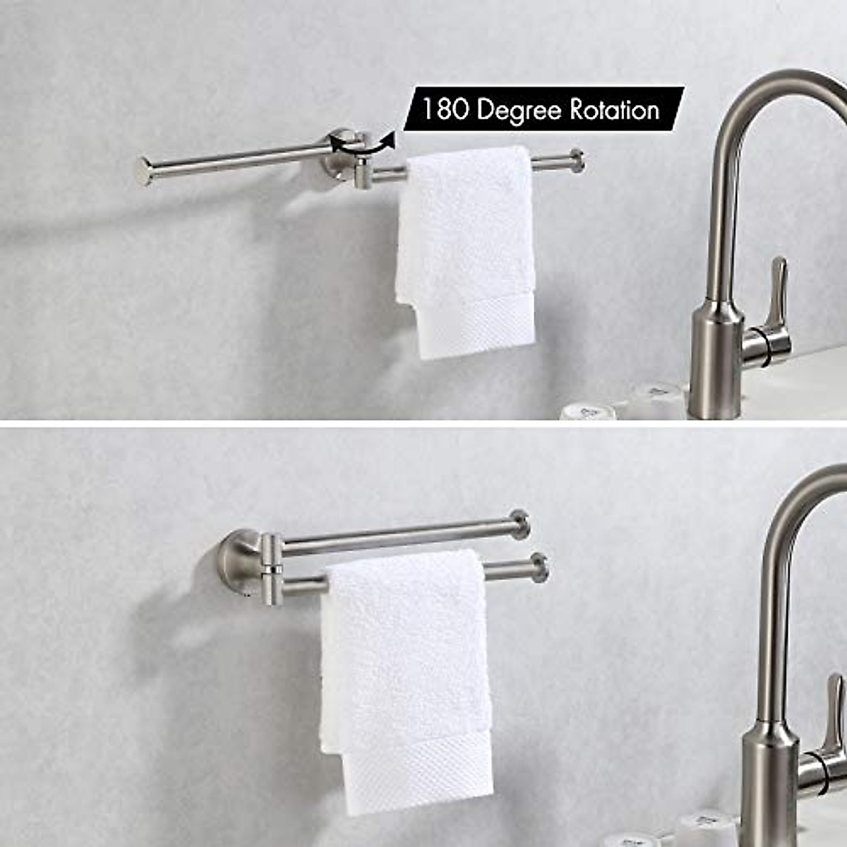KES Kitchen Swivel Towel Bar 9-Inch Swing Out Towel Rack Double Towel Bar 2-Arm Wall Mounted SUS 304 Stainless Steel Brushed Finish, A2106S23-2