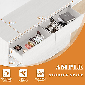 MISHAO White 6 Dresser Drawers for Bedroom, Modern Handleless Wooden Dresser Chest of Drawers, Large Storage Dresser Organizer for Living Room Entryway Closet