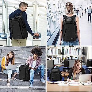 Business Travel Laptop Backpack, Anti Theft Slim Laptop Bag with USB Charging Port for Men and Women, Water Resistant Computer Bag Fits 15.6 Inch Laptop and Notebook (Black)
