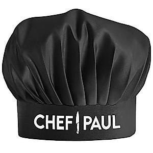 Custom Chef Hat - Personalized with Name- Adjustable Kitchen Cooking Hat for Men & Women Black