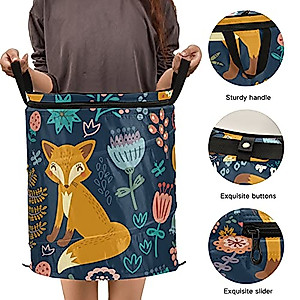 Fox Thanksgiving Pop Up Laundry Hamper With Lid Foldable Laundry Basket With Handles Collapsible Storage Basket Clothes Organizer for Travel Picnic Camp