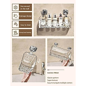 Glacier Pattern Suction Cup Shelf - Stylish Shower Caddy with Convenient Soap Dispenser，Elegant and Functional