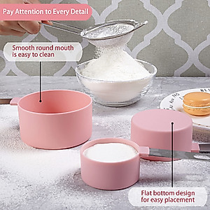 Measuring Cups and Spoons Set of Huygens Kitchen Gadgets 10 Pieces, Stackable Stainless Steel Handle Measuring Cups for Measuring Dry and Liquid Ingredient (Pink)