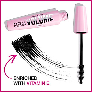 wet n wild Mascara Mega Volume - Vitamin E Enriched Volumizing, Waterproof, Smudge-Resistant Formula, Cruelty-Free, Gluten-Free, Sulfate-Free & Vegan - Black