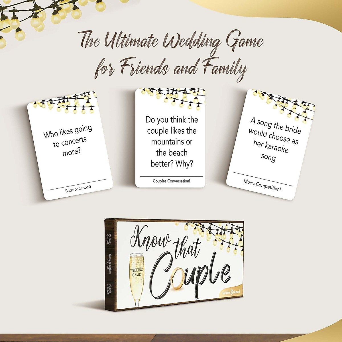 Know That Couple - Engagement Party Games for Guests with Conversation Starters, A Music Game, and a Bride or Groom Game. Includes Printables and Great for Wedding Party Decorations and Bridal Showers