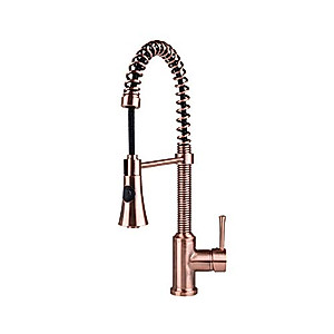 Fontaine by Italia, N96565FC-DP-AC, Residential Spring Coil Pull Down Kitchen Sink Basin Faucet Tap Fixture with Cone and Flat Spray Heads and Deck Plate for 1 or 3 Hole Installation in Antique Copper