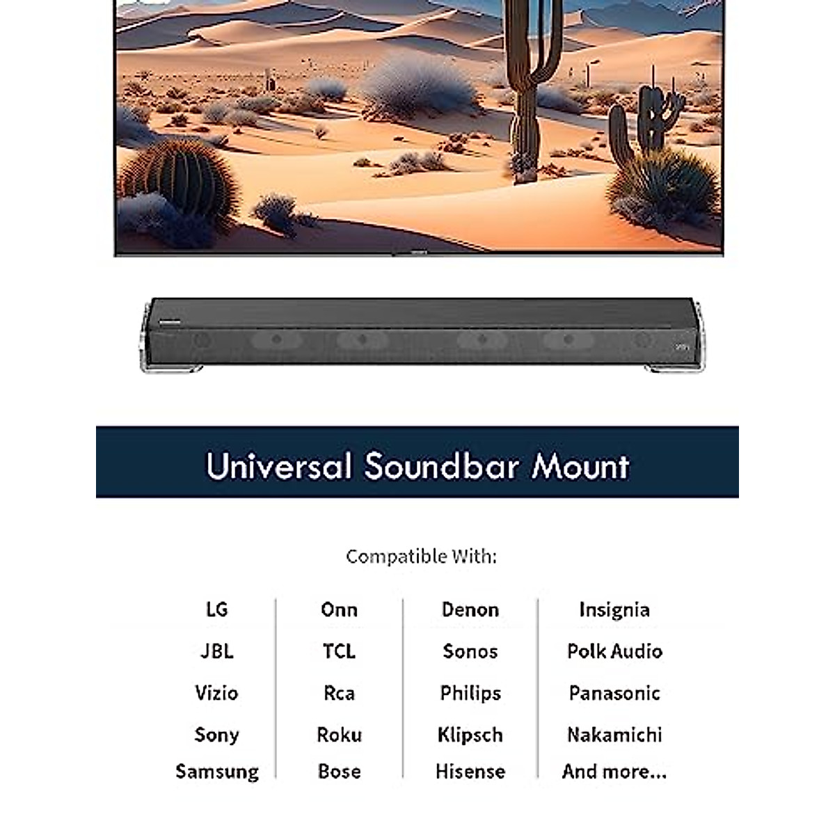 AFOOYO Universal Soundbar Acrylic Mount Shelf Sound Bar Mounts Speaker Wall Mount Compatible with Samsung,Sony,LG,Vizio,Bose,Polk,Sonos,Onn,Roku,TCL, JBL More - Under TV, up to 33 LBS（Transparent）