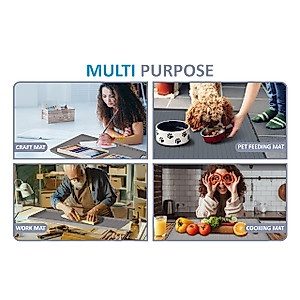 Welvet Under Sink Mat for Kitchen Waterproof 34”X22” Strong Under Sink Drip Tray, Holds Up To 3.3 Gallons water, Thick Cabinet Protector Liner for Kitchen & Bathroom, with Soap Dish & Sponge Brush