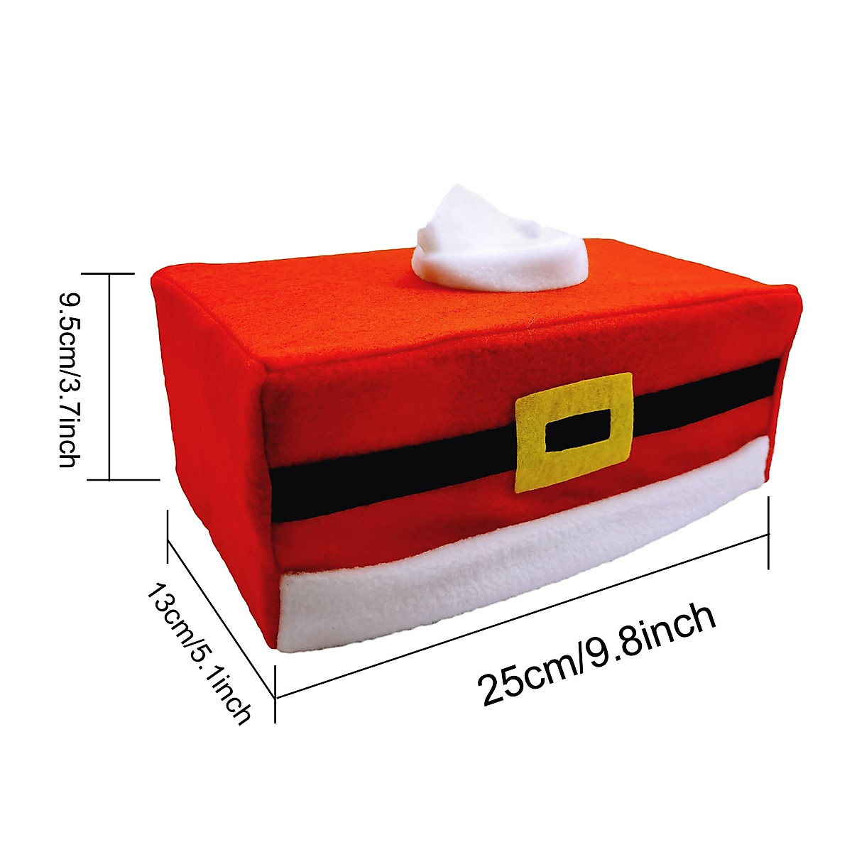 ZARSIO Tissue Box Cover Rectangular Santa Tissue Holder Paper Towel Holder Christmas Decorations(Santa Claus Belt)