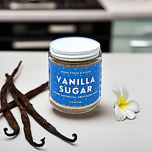 Wood Stove Kitchen - Vanilla Flavored Sugar for Cooking, Baking, Beverages & Cocktail Rimmer - Flavored Sugar & Seasoning with Spice and Herbs - Sweeten Coffee, Tea, and Food - 3.8 oz