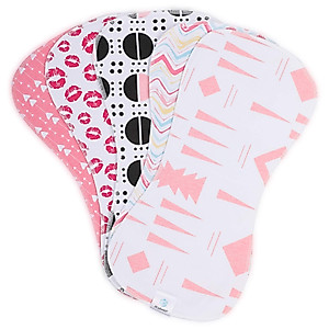 JCUBE&P Girl Burp Cloths - Organic Cotton & Fleece Burp Clothes - Soft & Absorbent Curvy Burp Rags - 5-Pack Contoured Set Burp Towels - Newborns & Infants Girl Burpy Cloths (Grace)