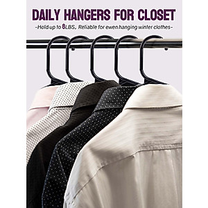 Pretigo 50 Pack Black Plastic Hangers Bulk | 50 100 Pack Available | Clothes Hangers Plastic, Black Hangers Plastic, Lightweight Plastic Hanger as Closet Hangers, Clothing Hangers - Hangers 50 Pack