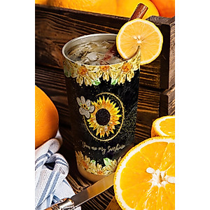 20oz Yellow Jewelry Crystal Sunflower Dog Mom Tumbler, World's Best Dog Mom, Gifts for Dogs Lovers, Coffee Thermos, Stainless Steel Double Wall Vacuum Insulated Coffee Mug, Travel Cup with Lid