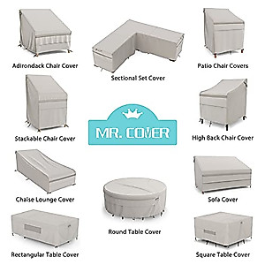 MR. COVER Outdoor Sectional Cover Waterproof, V-Shaped Patio Furniture Covers, Outdoor Couch Cover, 100L (on Each Side) x 33.5D x 31H Inches, Rip-Resistant & UV-Protection, Beige