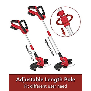 PowerSmart 20V Li-Ion Cordless String Trimmer, One Battery-Auto Feed Thread Trimmer, 12 INCH Cutting Diameter, Height Adjustable Cordless Edger Trimmer Included A Fast Charger and Two Battery