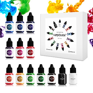 KAMENSKAYA Alcohol Ink for Epoxy Resin Petri Art: Alcohol Ink Set of 13 Mini Petri Inks, 0.17 fl oz (5 ml) each
