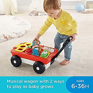Fisher-Price Laugh & Learn Song & Story Learning Chair, Green & Laugh & Learn Pull & Play Learning Wagon, Pull-Toy Wagon with Music, Lights, and Learning Songs for Babies & Toddlers Ages 6-36 Months