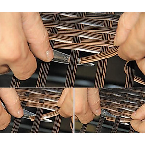 Laphivieh 520 Ft Light Wood Grain Plastic Wicker Repair Kit with Stainless Steel Weaving Tool, Plastic Rattan Material for Patio Rattan Furniture Repair Replacement Supplies