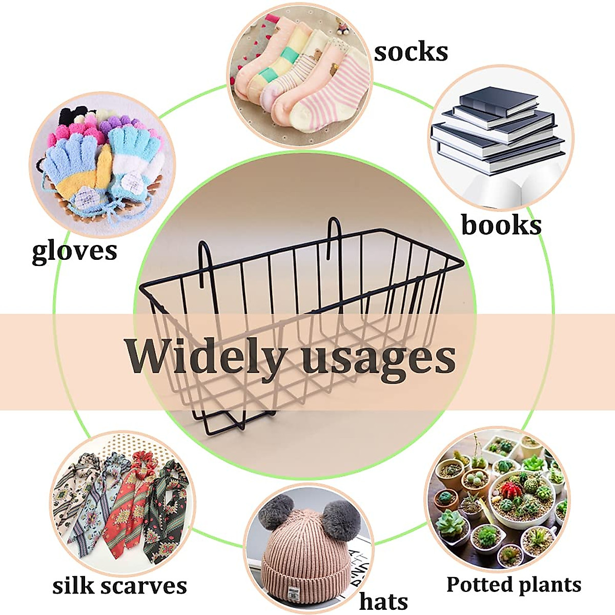 Jnnzzggu 3 Pack Wire Baskets,Wall Grid Panel Hanging Wire Basket,Wall Storage and Display Basket for Cabinet & Pantry Organization and Kitchen,Bathroom,Bedroom Storage