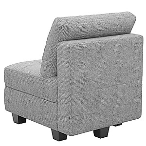 Belffin Middle Module Seat for Modular Sofa Sectional Couch with Storage Accent Armless Sofa Chair Modern Fabric Light Grey