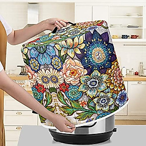 Tutolipy Flower Print Pressure Cooker Cover Dust Cover for Rice Cooker,Bread Cooker,Air Fryer,Durable and Washable,Dust Proof for Electric Appliance