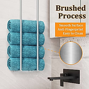 Birosnsy Towel Racks for Bathroom Wall Mounted Rolled Towel Holders Towel Storage Organizer for Small Bathroom Mounted Towel Rack Holds Hand Towels Robes Towels Washcloths in Bathroom/RV/Camper Silver