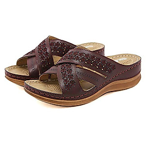 Women's Sandals Outdoor Slippers Anti Slip Beach Casual Open Toe Sandals Vintage Anti-Slip Breathable Light Soft Platform