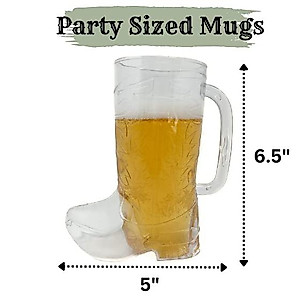 Podzly 12 Cowboy Boot Plastic Mugs - Plastic Beer Mug for Western Themed Party - Rodeo Party Decorations - Cowgirl Boot Cups for Parties - Western Party Accessories - Fun Drink Glasses, Boot Glasses