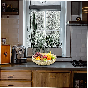 Alipis 3Pcs bamboo three piece set Bread Basket Tray wicker food shallow plate fruit rattan basket wicker basket tray fruit display basket Rattan Bread Basket wicker tray dining table egg