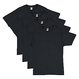 Hanes mens Essentials Short Sleeve T-shirt Value Pack (4-pack) athletic t shirts, Black, Large US