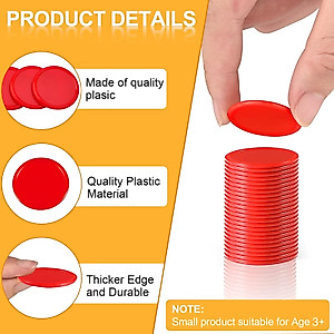 Coopay 1 1/2 Inches Plastic Poker Chips Learning Counters Disks Bingo Chip Counting Discs Markers for Math Practice and Poker Card Game Tokens, Teaching Rewards, 200 Pieces (Red, Green, Blue, Yellow)