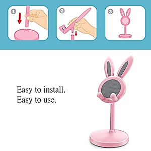 RUITASA Cute Bunny Phone Holder, Bunny Stand for Nintendo Switch, Bunny Stand Up, Kawaii Cell Phone Holder with iPhone, iPad, Tablets, Smartphones (Pink)