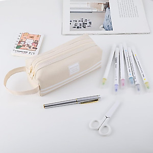 iSuperb Portable Pencil Case Large Capacity Dual Zipper Stationery Organizer Storage Pouch Pen Bag Compartments Cosmetic Bags for Office Women