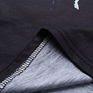 Aniywn Women V-Neck Tank Tops Casual Feather Print Sleeveless Workout Athletic Tee Shirt Gym Yoga Running Tops Blouse Black