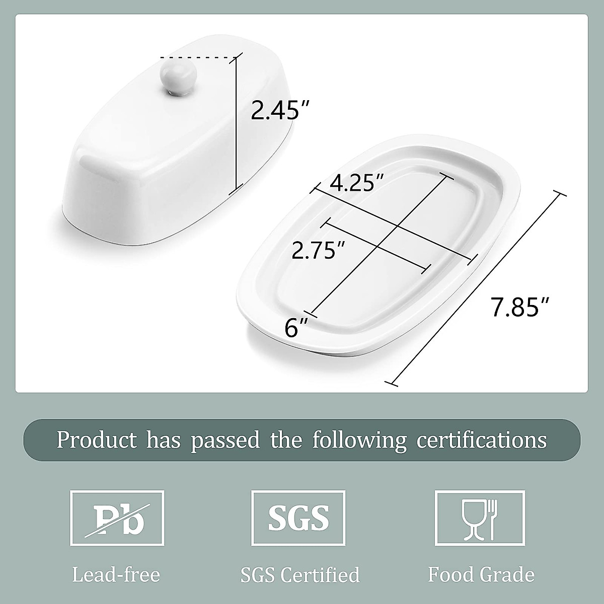 Yedio Porcelain Butter Dish with Lid White and Yellow