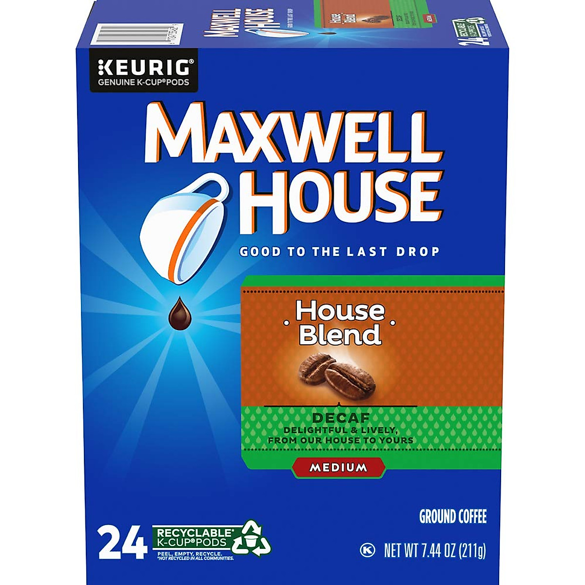 Maxwell House Decaf Coffee Single Serve K Cups, 24 Count