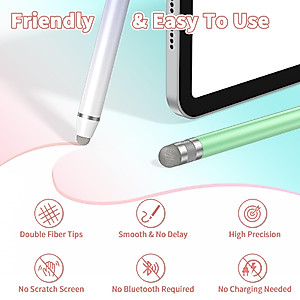 FEUHAISHI 4 Pack Universal Stylus Pens for Touch Screens, High Sensitivity Fiber Tips, Compatible with Apple/iPhone/iPad/iOS/Android/Samsung Tablets and More (Colourful)